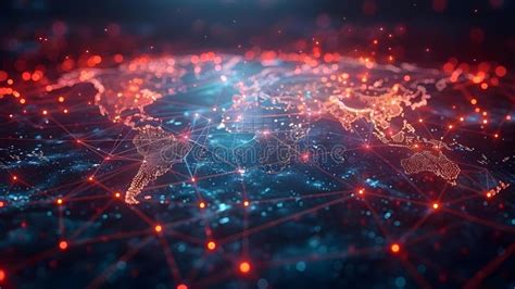 Mapping Worldwide Connectivity: a Futuristic Global Network on a Dark Background. Concept Stock ...