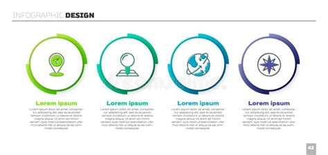 Set Map Pin Folded Map With Location Marker Satellites Orbiting The Earth And Wind Rose