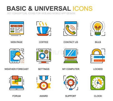 Basic UI Line Icon Set Web Mobile Symbols Collection Vector Sketches Logo Illustrations Ui