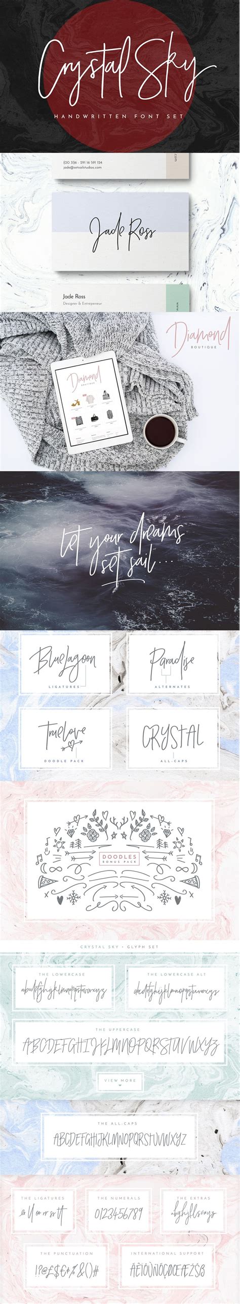 Crystal Sky Is A New Script Font With A Signature Feel Typography Design Clean Fonts