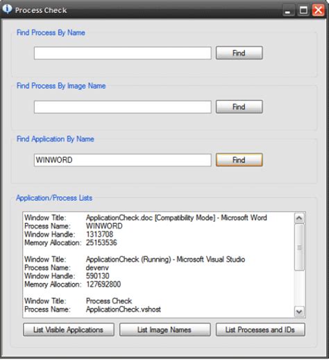 Finding And Listing Processes In C