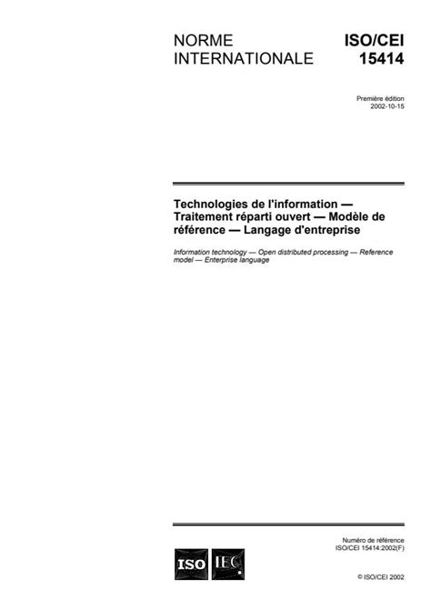 ISO IEC Information Technology Open Distributed Processing Reference Model