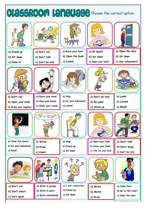 Classroom Language Multiple Choice Online Exercise For Live Worksheets