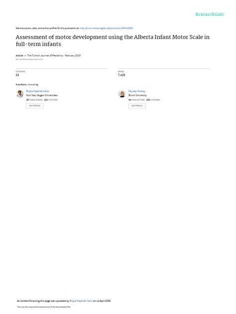 Assessment Of Motor Development Using The Alberta Infant Motor Scale In