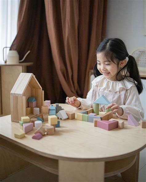 토이미소 🌈감성 돋는 원목 교구 나무노리🧡 파스텔 색상의 우드 블록으로 다양한 쌓기 놀이와