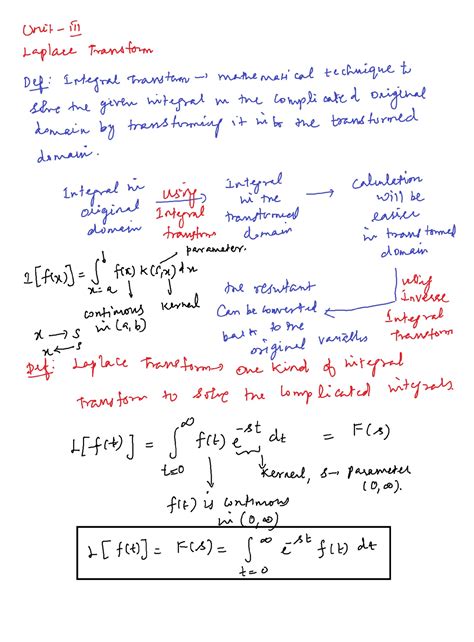 Unit Laplace Transforms Full Notes Mathematics I Studocu