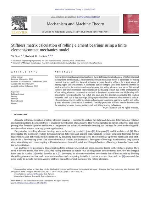 2011 stiffness matrix calculation of rolling element bearings using a