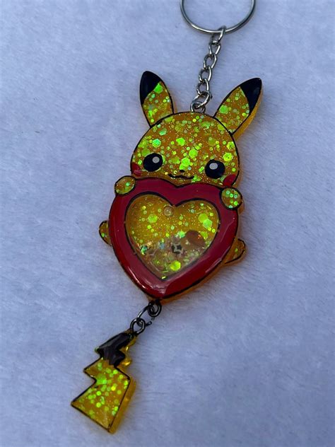 Pokémon Glitter Pikachu Shaker Keychain Etsy