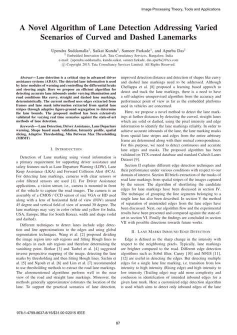 Pdf A Novel Algorithm Of Lane Detection Addressing Varied Scenarios