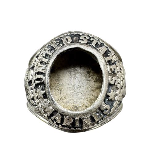 Sterling Silver 925 Usmc Us Marine Corps Wwii Ring Tun Tavern Iwo Jima
