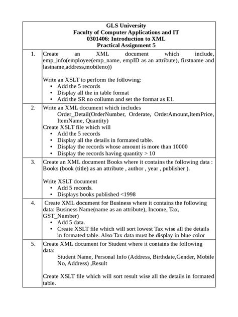 Xml Unit 5 Assignment Pdf