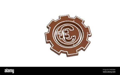 3d Rendering Of Gingerbread Cookie In Shape Of Symbol Of Gear With Euro