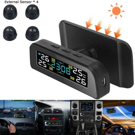 Wireless Solar TPMS LCD Car Tire Pressure Monitoring System With External Sensors Walmart
