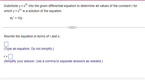 solved substitute y erx into the given differential equation
