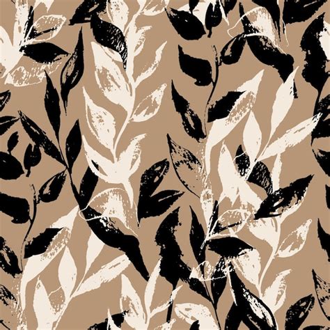 Premium Vector Autumn Monochrome Leaves Decorative Seamless Pattern