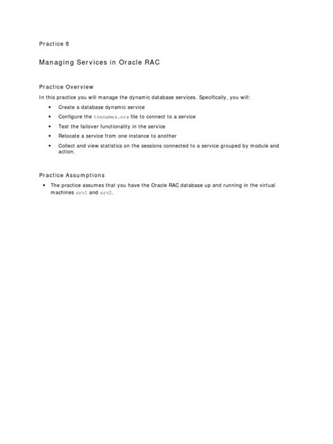 Practice Managing Services In Oracle Rac Pdf Databases Operating