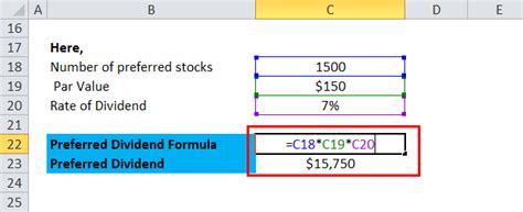 preferred dividend formula calculator excel template