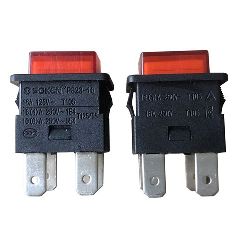 SOKEN PS23-16 Self-locking Pushbutton Switches 4Pins 16A Socket Strip ...