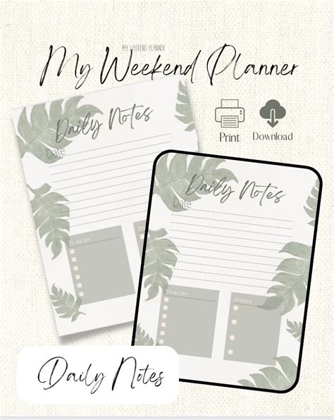 Daily Notes Digital Download Minimalist Daily Notes Printable Daily To Do List For Workhome