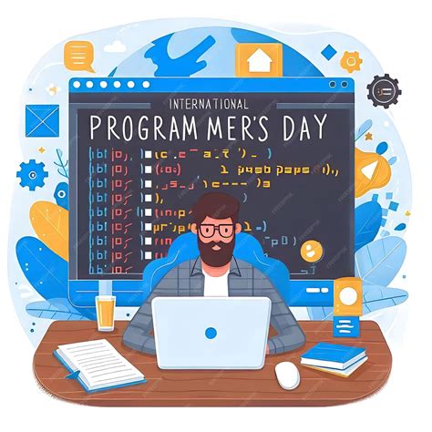 Premium Photo International Programmers Day Flat Illustration 3d Render Typography