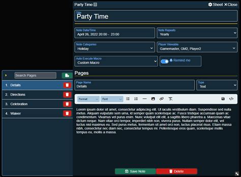 Adding Notes Simple Calendar