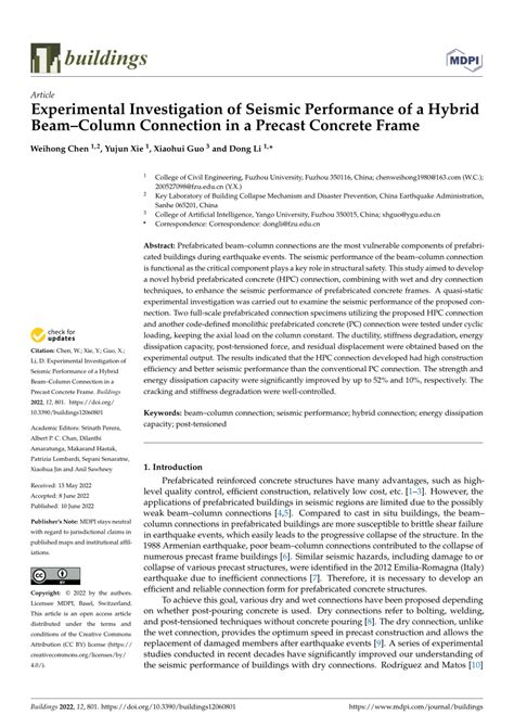 Pdf Experimental Investigation Of Seismic Performance Of A Hybrid