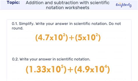 Addition And Subtraction With Scientific Notation Worksheet [free Printable]