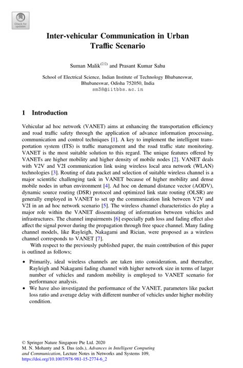 Pdf Inter Vehicular Communication In Urban Traffic Scenario