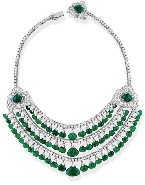 Fine Emerald Tabeez And Diamond Necklace Stunning Jewelry