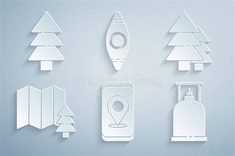 Set City Map Navigation Tree Location Of The Forest Camping Gas