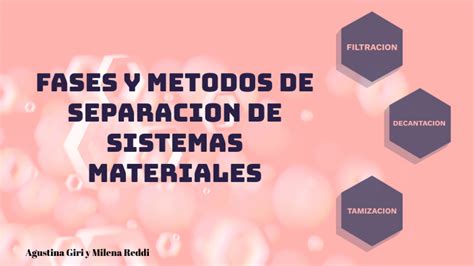 Fases Y Métodos De Separación De Sistemas Materiales By Agustina Giri