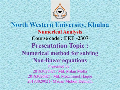 Numerical Method For Solving Non Linear Equations Pdf Physics Science
