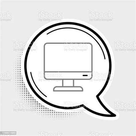 회색 배경에서 격리된 라인 컴퓨터 모니터 화면 아이콘입니다 전자 기기 전면 보기입니다 다채로운 개요 개념 벡터 0명에 대한 스톡 벡터 아트 및 기타 이미지 Istock