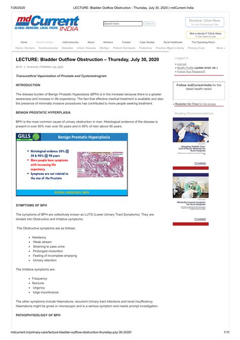 Pdf Lecture Bladder Outflow Obstruction Thursday July 30 2020