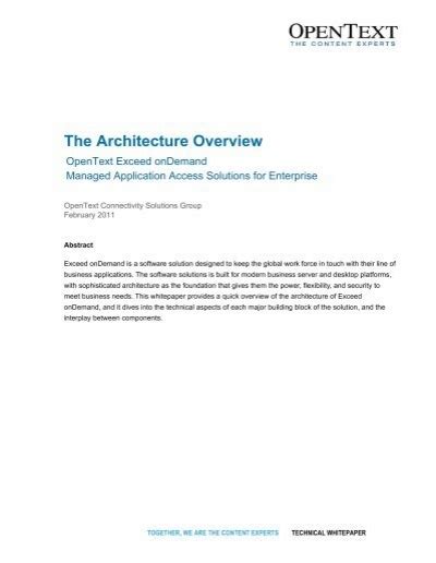 The Architecture Overview OpenText Connectivity Solutions
