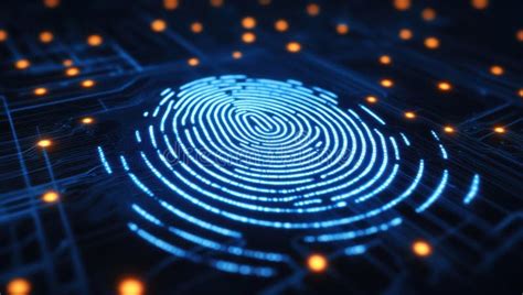 Glowing Fingerprint Scanned Digital Circuit Board Biometric Security