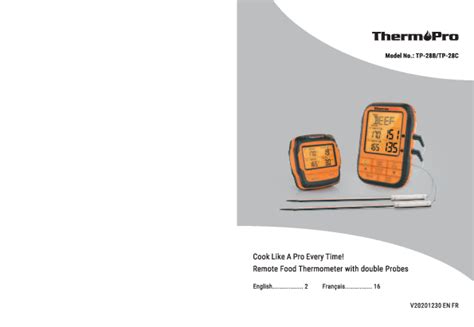 Thermopro Tp28btp28c Dual Probe Wireless Meat Thermometer Manual