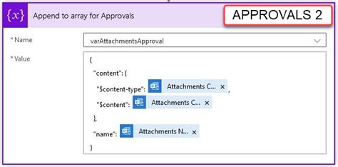 power automate formatting file attachment arrays for approvals