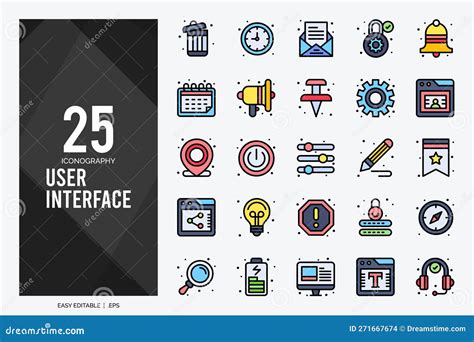 25 User Interface Lineal Color Icon Pack Vector Illustration Stock Vector Illustration Of