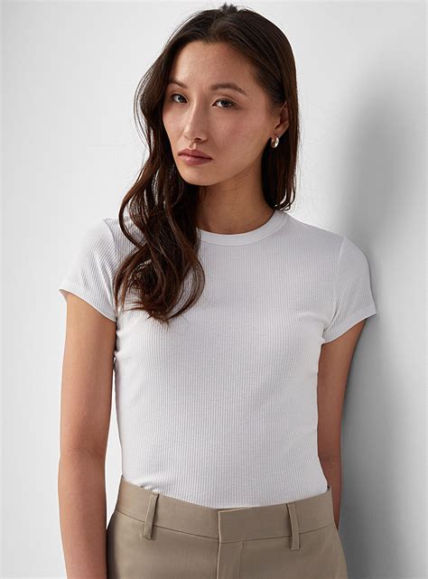 Finely Ribbed Fitted T Shirt Filippa K Womens Short Sleeve T
