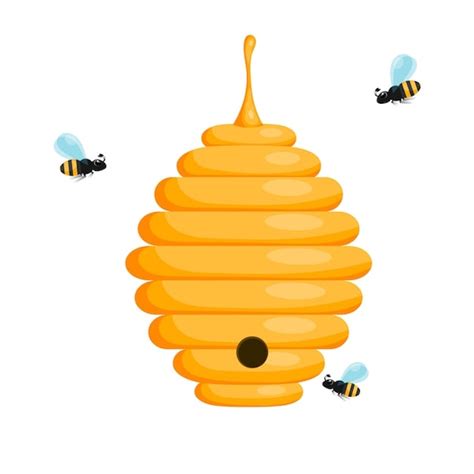 Cartoon Bees Buzzing Around A Golden Honeycomb Dripping Honey Jiffy Designs