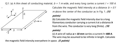Q1 A A Thin Sheet Of Conducting Material 1 M Wide And Every Long