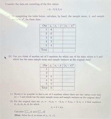 solved consider the data set consisting of the five values