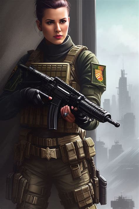 Female Commando Holding Machine Gun By Fantscifi On Deviantart