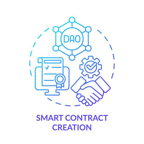 Smart Contract Creation Blue Gradient Concept Icon Blockchain Network Operation Dao Lunch Step