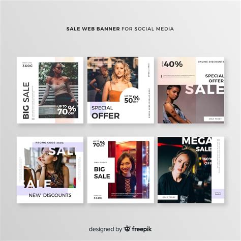 소셜 미디어 판매 웹 배너 무료 벡터