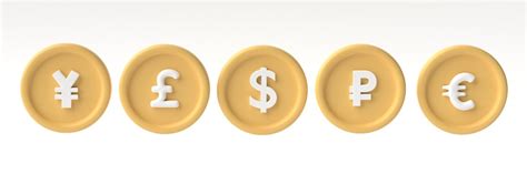 동전 세트 달러 유로 파운드 엔 루블 아이콘 흰색 배경에 고립된 동전입니다 사업 금융 투자 개념 3d 렌더링 3d 일러스트레이션 0명에 대한 스톡 사진 및 기타 이미지