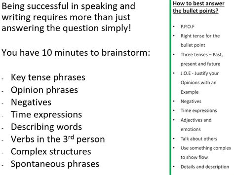 Gcse Spanish Speaking Writing Revision Lesson Teaching Resources