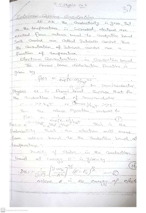 Intrinsic Carrier Conduction 1 Physics Math Notes