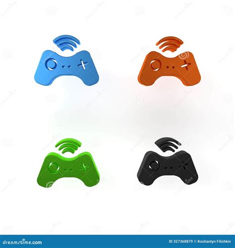 Colorful Wireless Gamepad Icon Isolated On White Background Game Controller Minimalism Concept